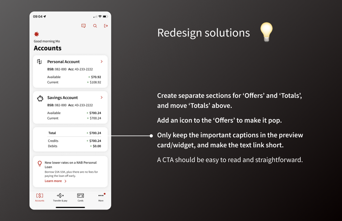 NAB mobile banking app redesign